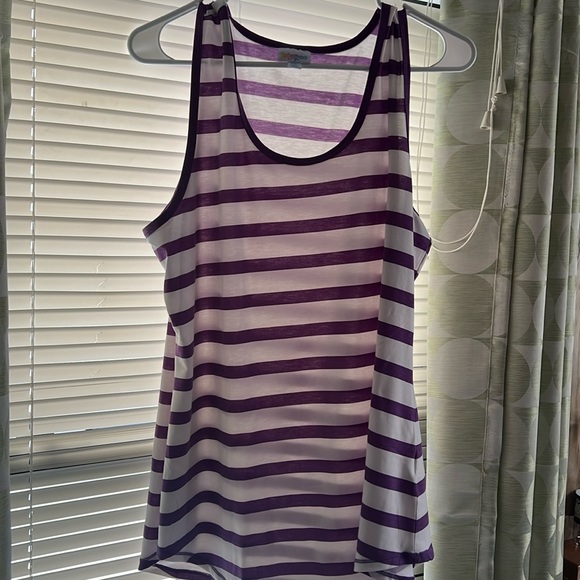 LuLaRoe | Tops | Lularoe White With Purple Stripe Tank Top Size 2xl | Poshmark